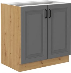 Kuchyňská skříňka Stilo 80 D 2F BB korpus dub artisan, dvířka šedá DUST