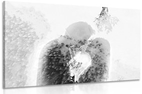 Obraz zamilovaný pár pod jmelím v černobílém provedení Varianta: 120x80