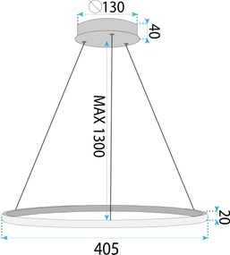 Toolight Toolight, závěsné svítidlo 40cm, 24W, 3000K, LHJ001-CP, zlatá lesklá, OSW-50000