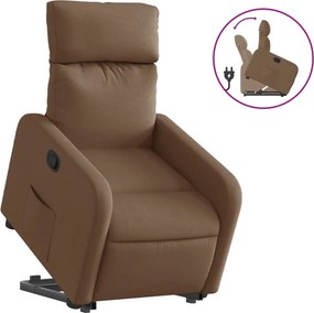 Zvedací polohovací křeslo hnědé textil 3206703