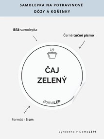 ČAJ ZELENÝ – bílá samolepka na dózu, tučné písmo, 5 cm | DomaLEP