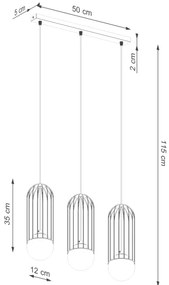 Sollux SL.1334 - Lustr na lanku BRINA 3xG9/8W/230V černá