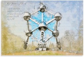 Plechová cedule Atomium Velikost: A4 (30 x 20 cm)