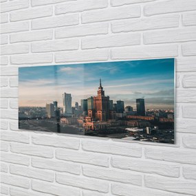 akrylový obraz Varšava panorama mrakodrapů svítání 120x60 cm