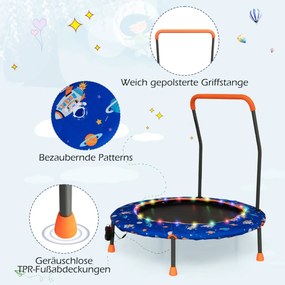 Costway Ø92 cm dětská trampolína mini trampolína s LED osvětlením a amp