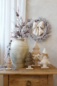 Sada 2ks vánoční stromek z plsti s mašlemi – 18*33 / 14*24 cm
