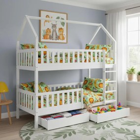 Montessori patrová postel 90x200, bílá, VENITA TYP 2 Kondela 0000396841
