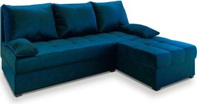 Rohová rozkládací sedací souprava do L CELESTE, 200 cm, s úložným prostorem Roh pohovky: Pravý roh, Barva látky Kronos: Tmavě modrá (Kronos 09)