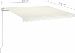 vidaXL Ručně zatahovací markýza 350 x 250 cm [3068877] Barva: krémová