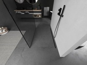 Mexen Kioto, sprchová zástěna Walk-In 160 x 200 cm, 8mm sklo černý vzor, ​​grafitový profil, 800-160-002-66-70