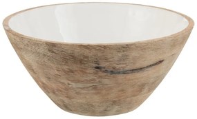 Dřevěná mísa s bílým smaltovaným vnitřkem Enamell large - ∅ 30,5*13 cm