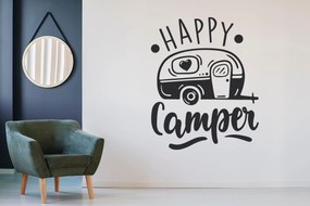Samolepka na zeď Happy camper Barevná varianta: Černá, Velikost (šířka x výška): 30x37cm