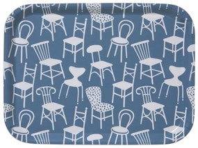 Obdélníkový tác Chairs blue 27x20, Klippan Švédsko