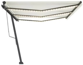 Automatická markýza LED a senzor větru 600 x 300 cm krémová