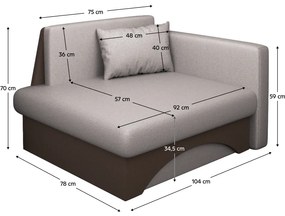 Kondela Rozkládací křeslo, béžovošedá Taupe/hnědá, KUBOŠ NEW UNI