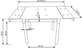 Halmar Rozkládací jídelní stůl KENT , sklo/šedý
