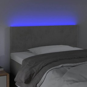 Čelo postele s LED světle šedé 90x5x78/88 cm samet 3121368