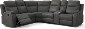 Sedací souprava MALAGA | 248x276 cm | UNIVERZÁLNÍ levá i pravá | s FUNKCÍ RELAX | tmavě šedá látka | EXTRA POHODLNÉ