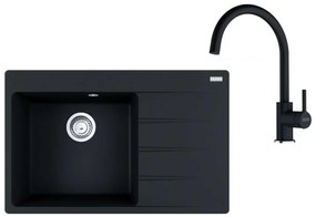 Franke - Kuchyňský set G272O, fragranitový dřez CNG 611-78 TL/2 a baterie FC 6018.071, onyx 114.0700.779