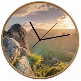 Nástěnné hodiny Hory a skaliska s tichým chodem a průměrem 32cm