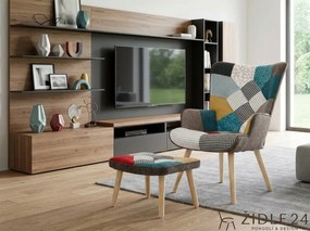 Relaxační křeslo ušák LYRO - patchwork látka