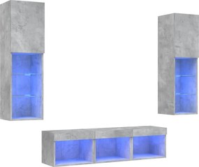 vidaXL 5dílná obývací stěna s LED kompozitní dřevo [3216607] Barva: Bílá