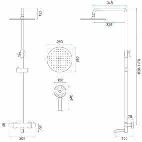 REA-P6604 - Sprchová sada s termostatickou baterií LUNGO broušená zlatá