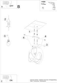 Stropní svítidlo Tulos, 1x černé kovové stínítko