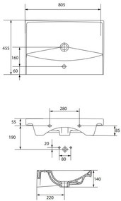Cersanit City, skříňkové umyvadlo 80x46 cm, bílá, K35-061