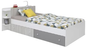 Dětská postel Como CM13, bílý lesk/dub Wilton bílý/šedá Zvolte možnost matrace: S matrací