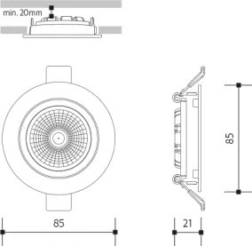 Podhledové LED svítidlo Panlux VP COB 6W 3000K bílá PN14100004