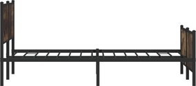 Kovový rám postele bez matrace kouřový dub 200 x 200 cm 3301358