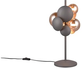 Stolní lampa se skleněným stínidlem v šedo-zlaté barvě (výška 50 cm) Bubble – Trio Select