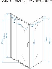 BPS-koupelny Obdélníkový sprchový kout ZES KZ07C BL 120x90 černá/transparent - bez vaničky
