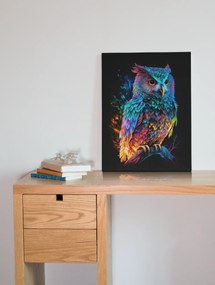 Obraz na plátně - Barevná sova (celé tělo) FeelHappy.cz Velikost obrazu: 140 x 210 cm