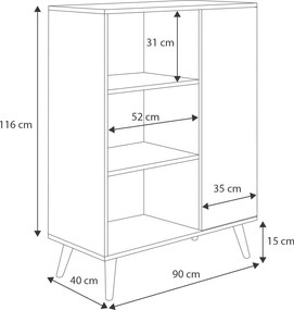 ADRK Furniture Regál FONZI 90x40 BS-FON-90-WC