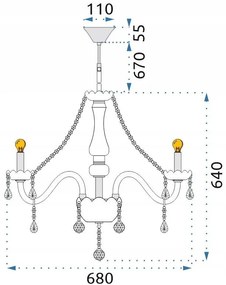 Toolight - Křišťálový závěsný lustr 8xE14 60W, stříbrná, OSW-04600