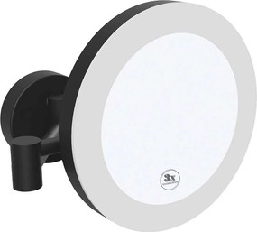 Sapho X-Round - Kosmetické nástěnné zrcátko Black s LED osvětlením, matná černá XR016B