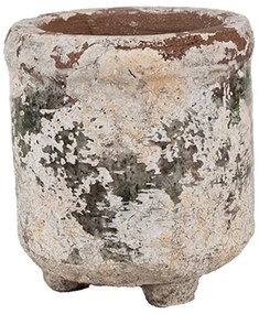 Béžovo-šedý kameninový obal na květináč s patinou Jurrien XI S – 9x10 cm