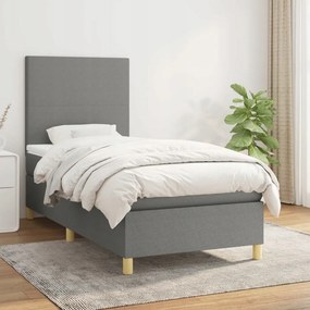 Box Spring Postel S Matrací Textil Tmavě Šedá Hladký design 100 x 200 cm