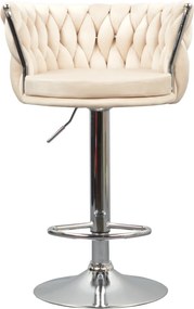 Designová barová židle, béžová Velvet látka/chrom, BRIN