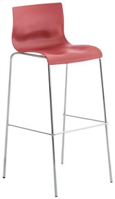 Barová židle Hoover ~ plast, kovové nohy chrom - Červená