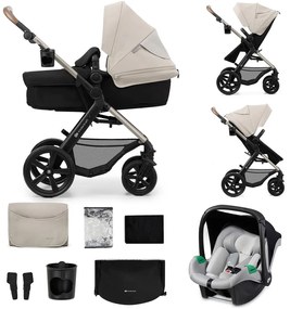 KINDERKRAFT-Kombinovaný kočárek 3v1 MOOV 2 Moonlight grey + autosedačka MINK PRO