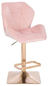 LuxuryForm Barová židle MILANO MAX VELUR na zlaté hranaté podstavě - světle růžová