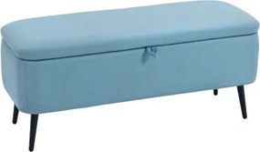 HOMCOM úložná lavice se sklápěcím víkem a kovovými nohami do ložnice, obývacího pokoje, chodby 101 x 38,5 x 44,5 cm, světle modrá
