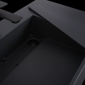Rea Archi, umyvadlo na desku z konglomerátu 750x430x140 mm, levá verze, šedá matná, REA-U4303