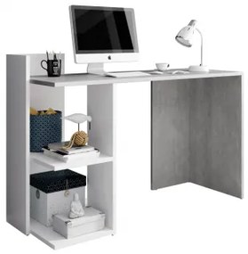 PC stůl ANDREO beton/bílý mat