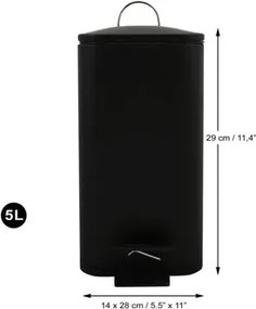 Spirella ERIK pedálový odpadkový koš 5 L mátná černá / ocel