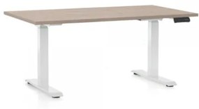 Výškově nastavitelný stůl OfficeTech C, 140 x 80 cm, bílá podnož