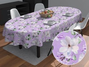 Biante Dekorační oválný ubrus PML-044 Květy magnolie na fialovém 120x140 cm